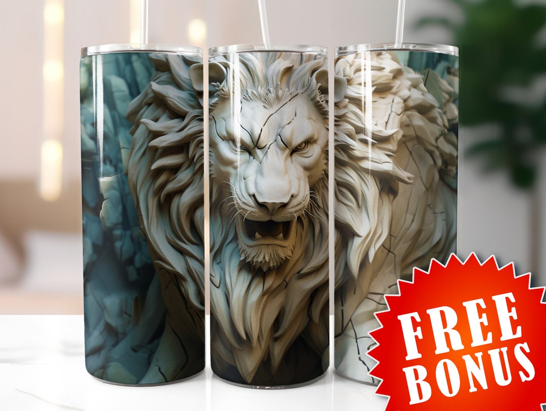 Seamless 3d Lion Tumbler Wrap Sublimation Designs - 20oz and 30oz ...