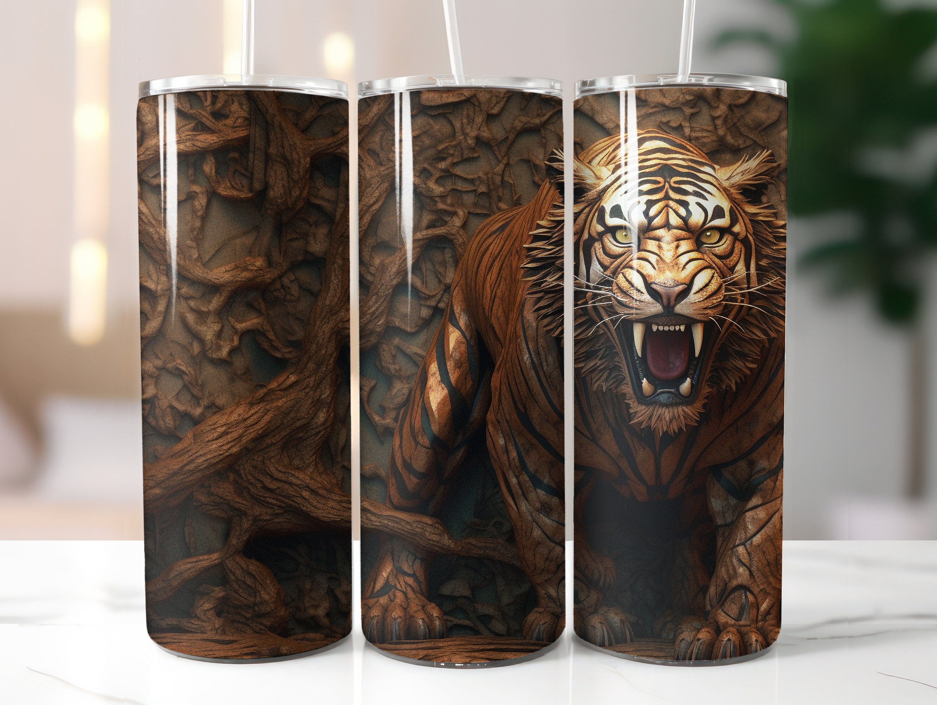 Seamless 3d Tiger Tumbler Wraps, 20oz & 30oz Sublimation Tumbler,3d ...