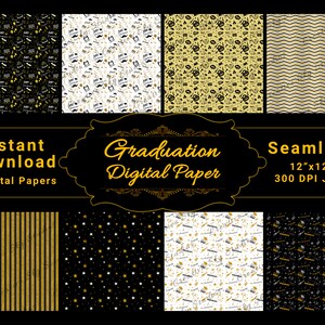 Seamless Graduation Digital Paper Backgrounds, Printable Digital Paper ...