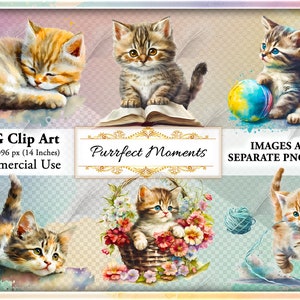 Watercolor Kittens, Cat Clip Art, Funny Cat Art, PNG File Format ...