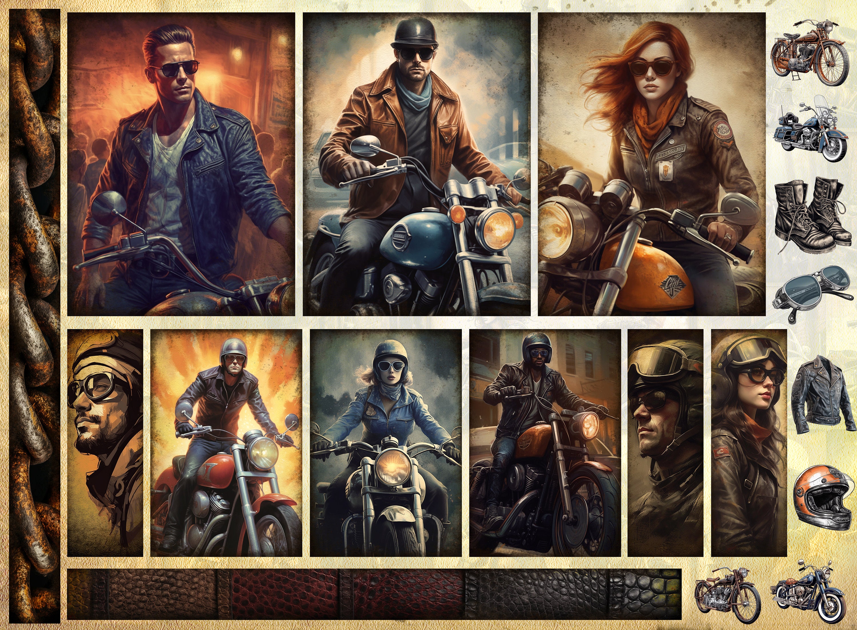 Vintage Motorcycles Junk Journal Kit Printable, Ephemera Pack ...