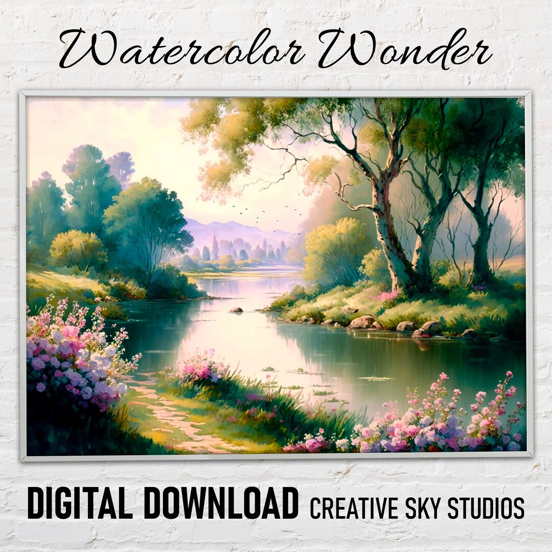Watercolor Wonder - Pastel Landscape | Print-6 Sizes | Digital Download ...