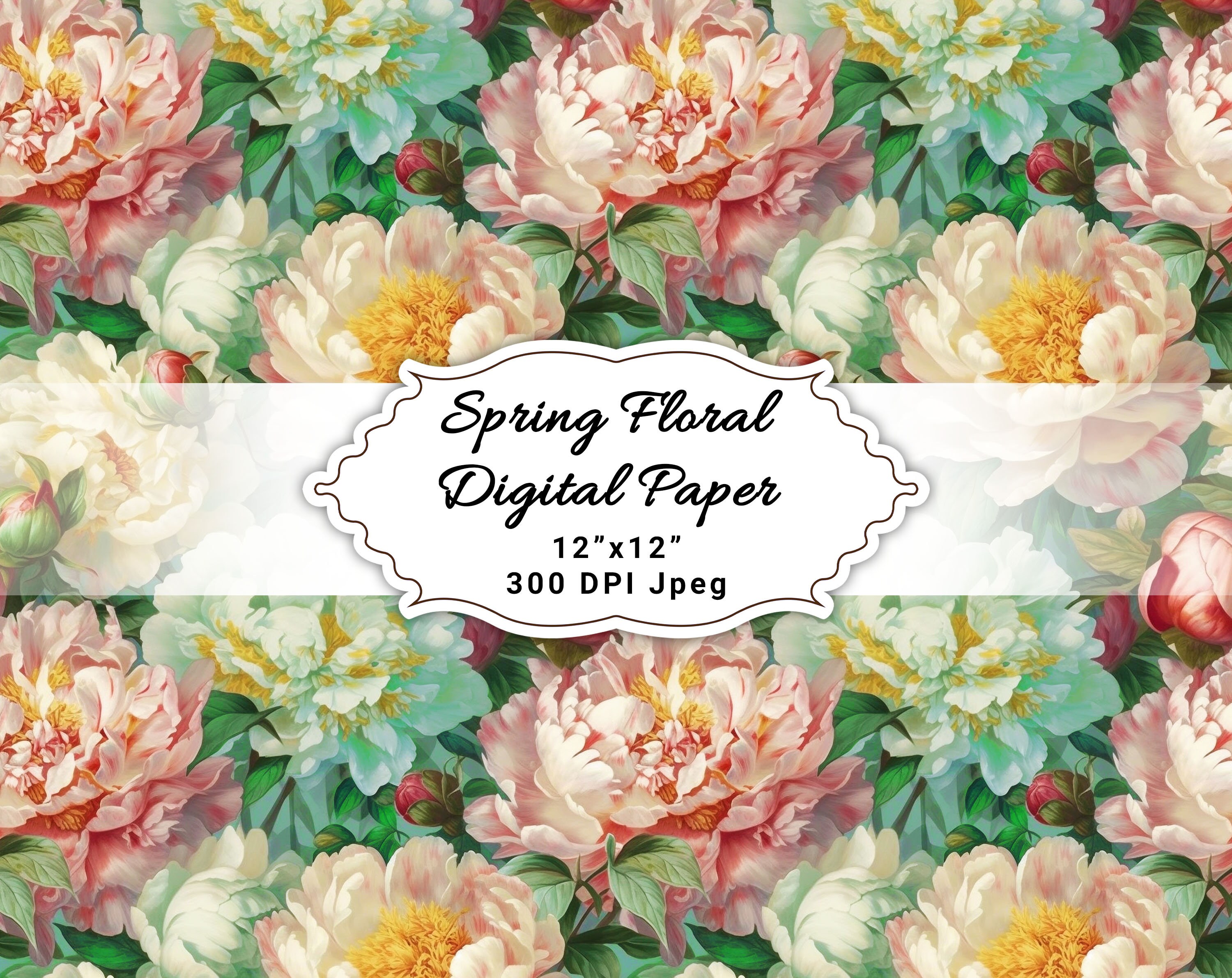 Spring Flowers Digital Paper, Printable Papers, Digital Scrapbook Paper ...