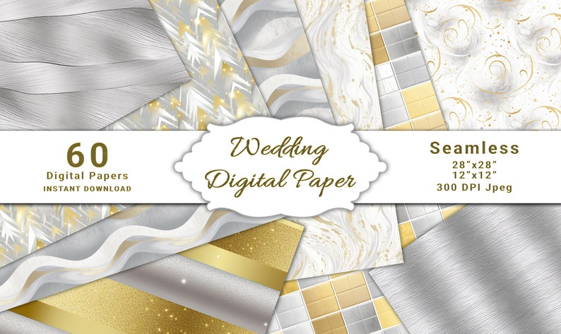Seamless Wedding Digital Paper Backgrounds, Printable Digital Paper ...