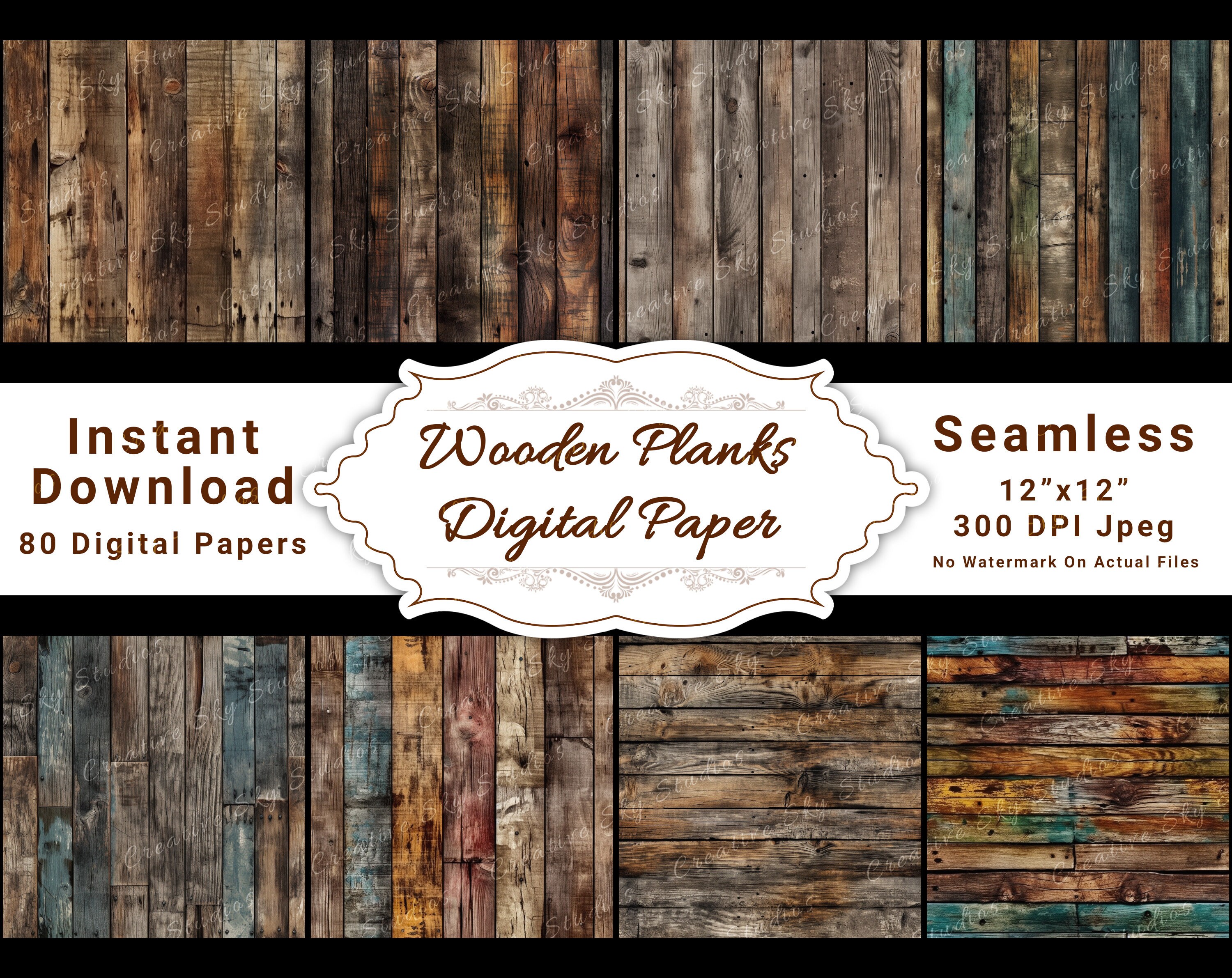Wood Digital Papers, Seamless Wood Textures Digital Paper, Rustic Wood ...