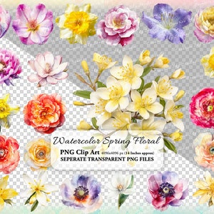Printable Watercolor Spring Floral Clipart Bundle, Spring Clipart ...