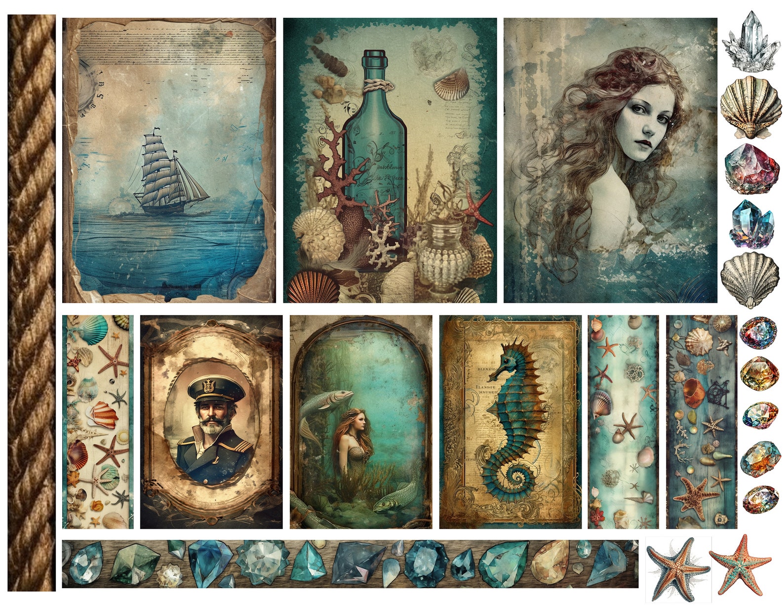 Nautical Junk Journal Kit Printable, Ephemera Pack, Journaling Supplies ...