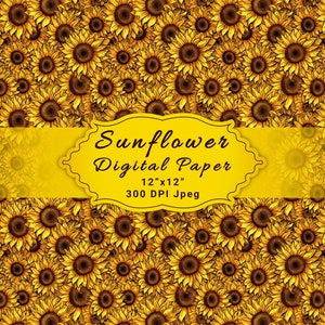 Sunflower Digital Paper, Printable Papers, Digital Scrapbook Paper ...