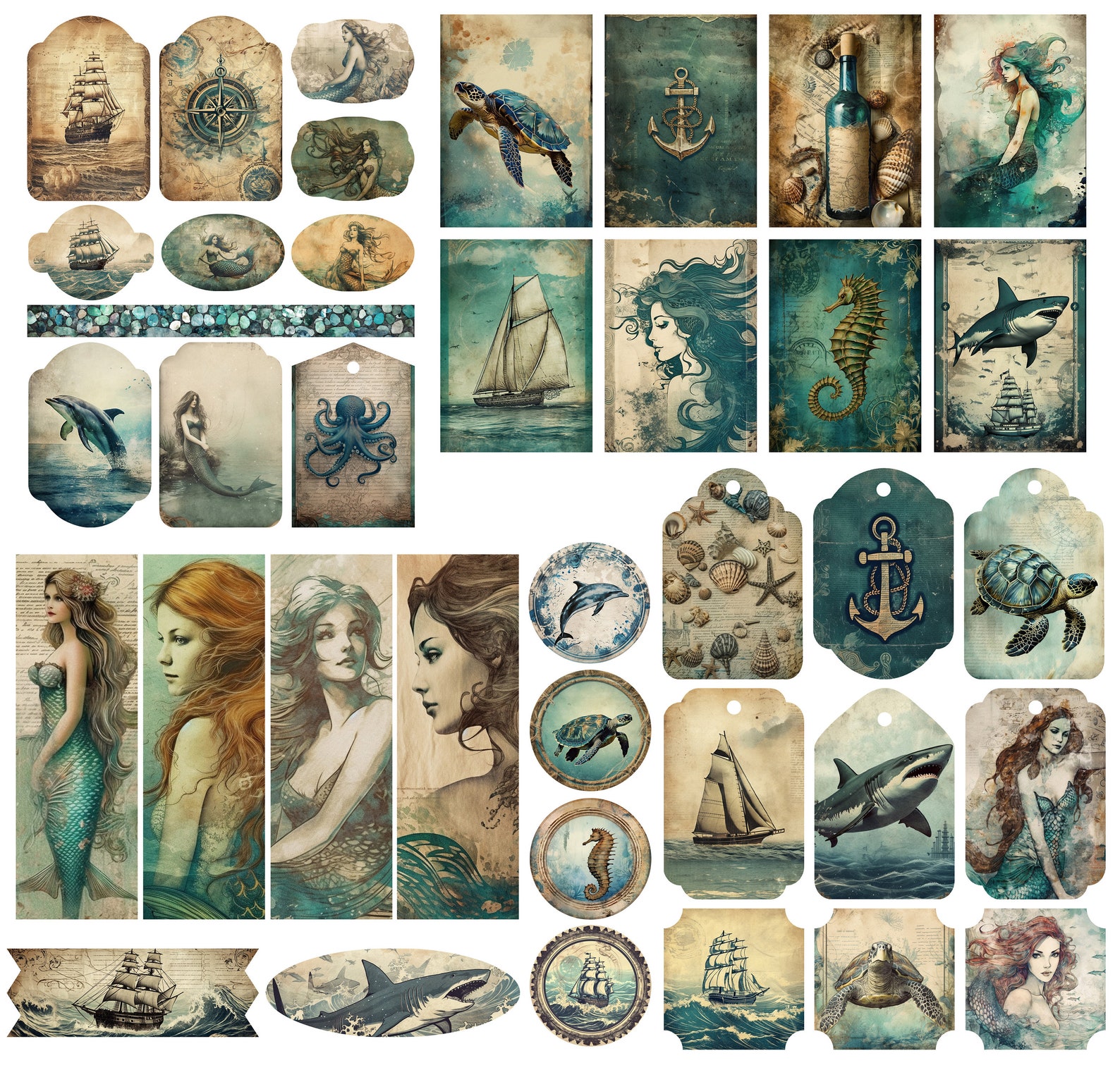 Nautical Junk Journal Kit Printable, Ephemera Pack, Journaling Supplies ...