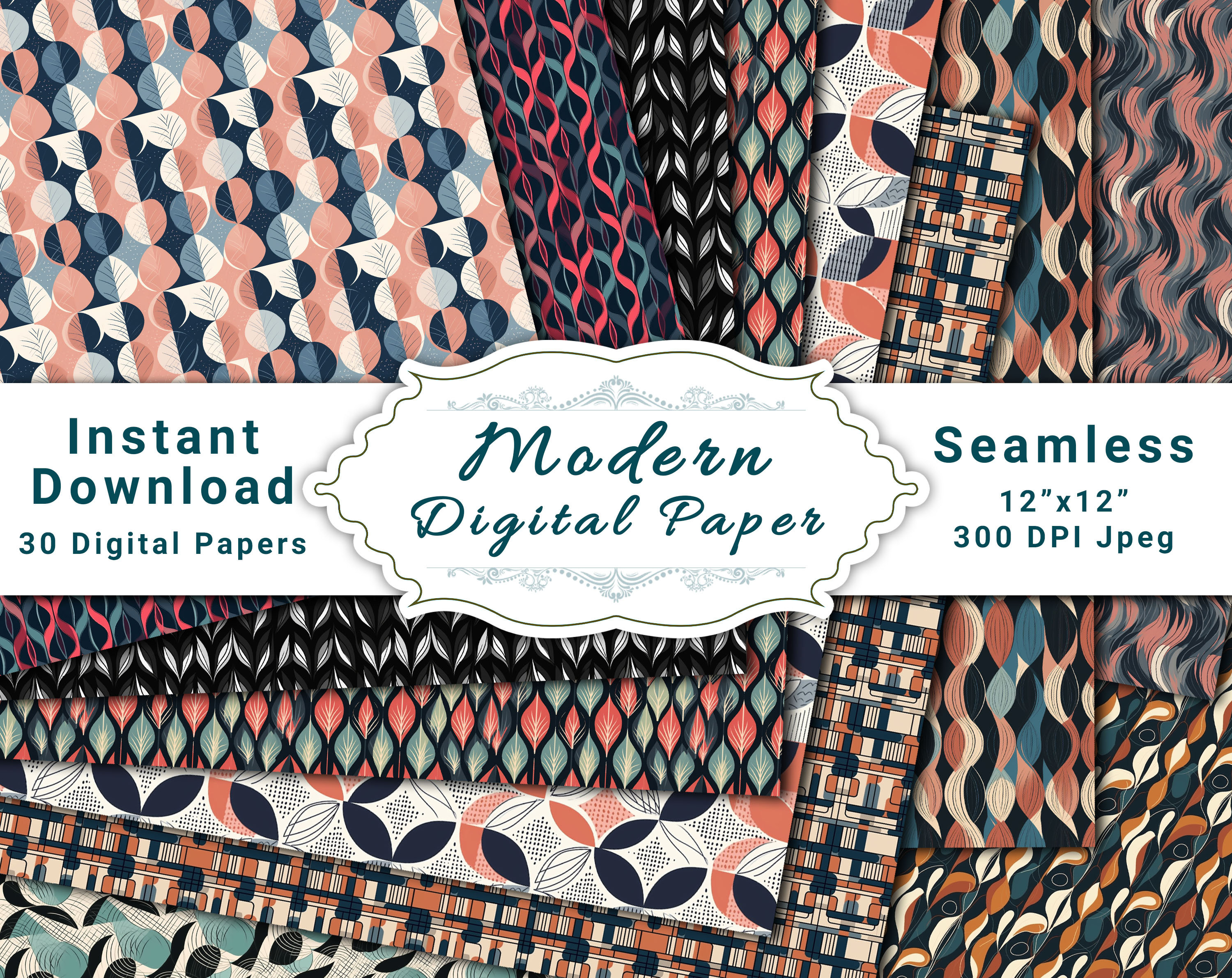Modern Digital Paper, Printable Papers, Digital Printable Paper ...