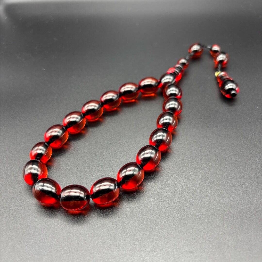 Large Size, Bakelite 17 Beads Mala & Mascot Tesbih, Tasbih, Misbaha ...