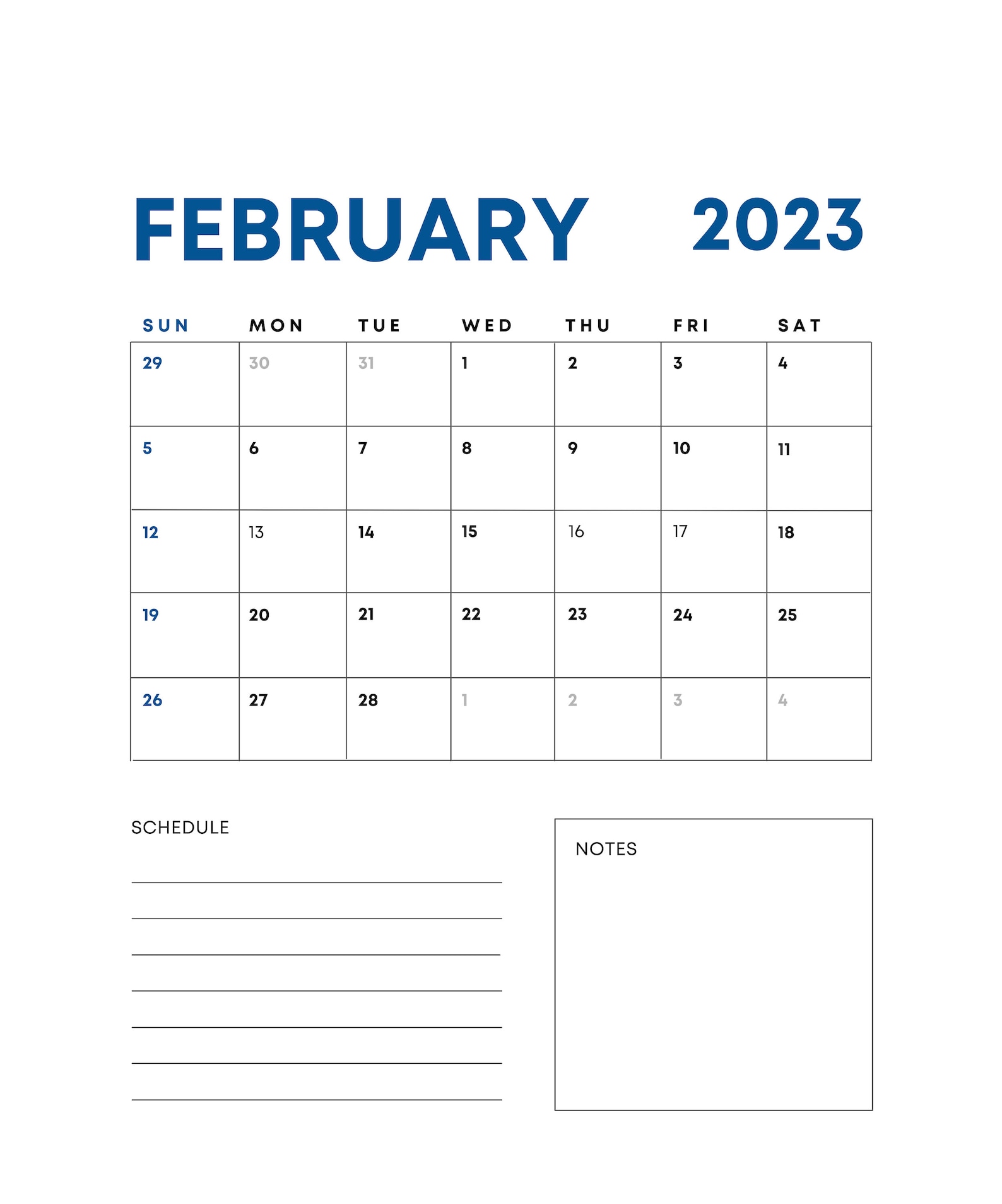2023 Blue Printable Calendar | Printable Vertical Pages Monthly ...