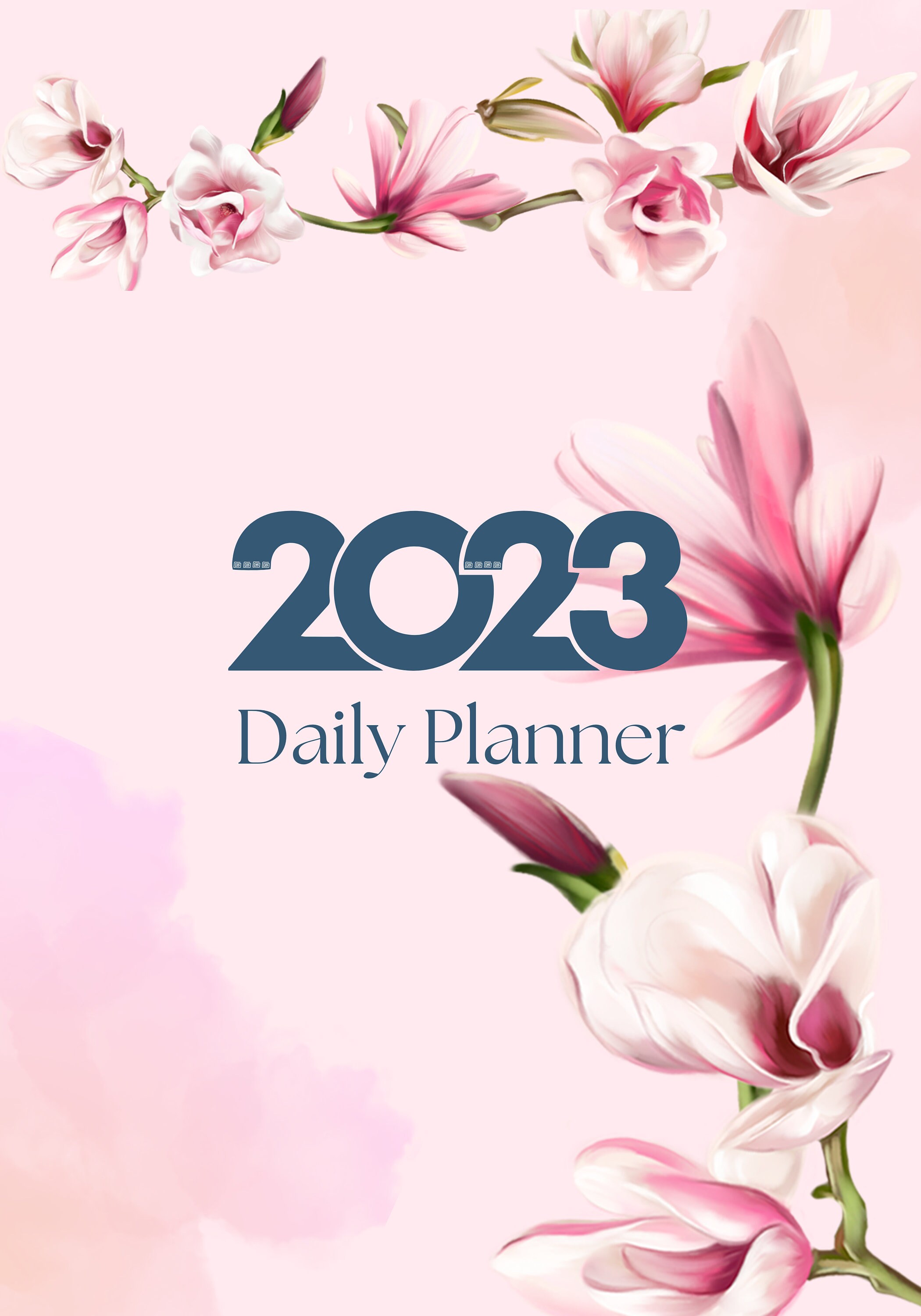 2023 Watercolor Pink Floral Calendar | Printable Vertical Pages Monthly ...