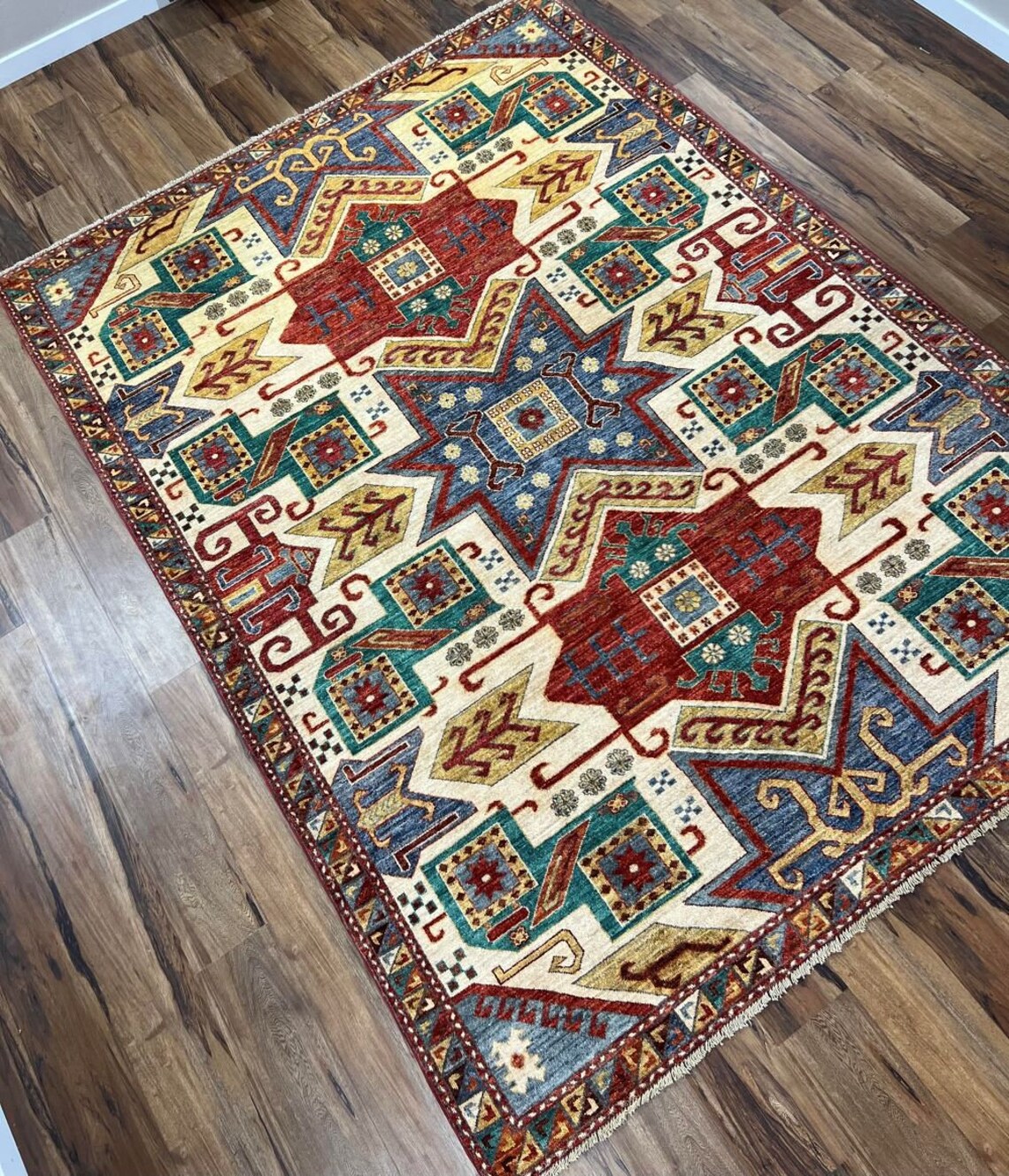 7x9 TAIMORI Afghan Area Rug Whitish Red and Gray Afghan - Etsy