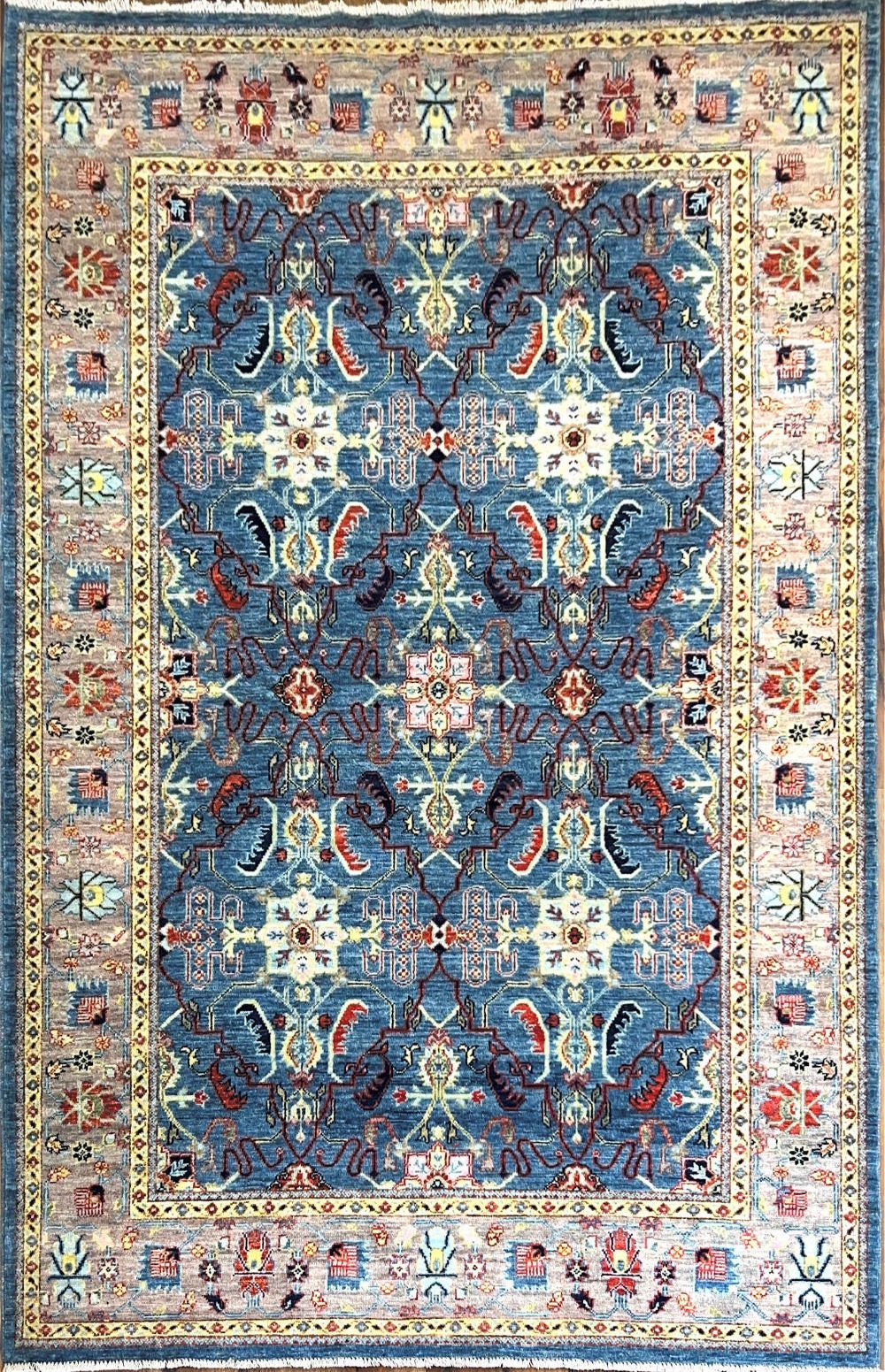 6x9 Navy Blue Oriental Area Rug-tabriz Persian Style Afghan Hand ...