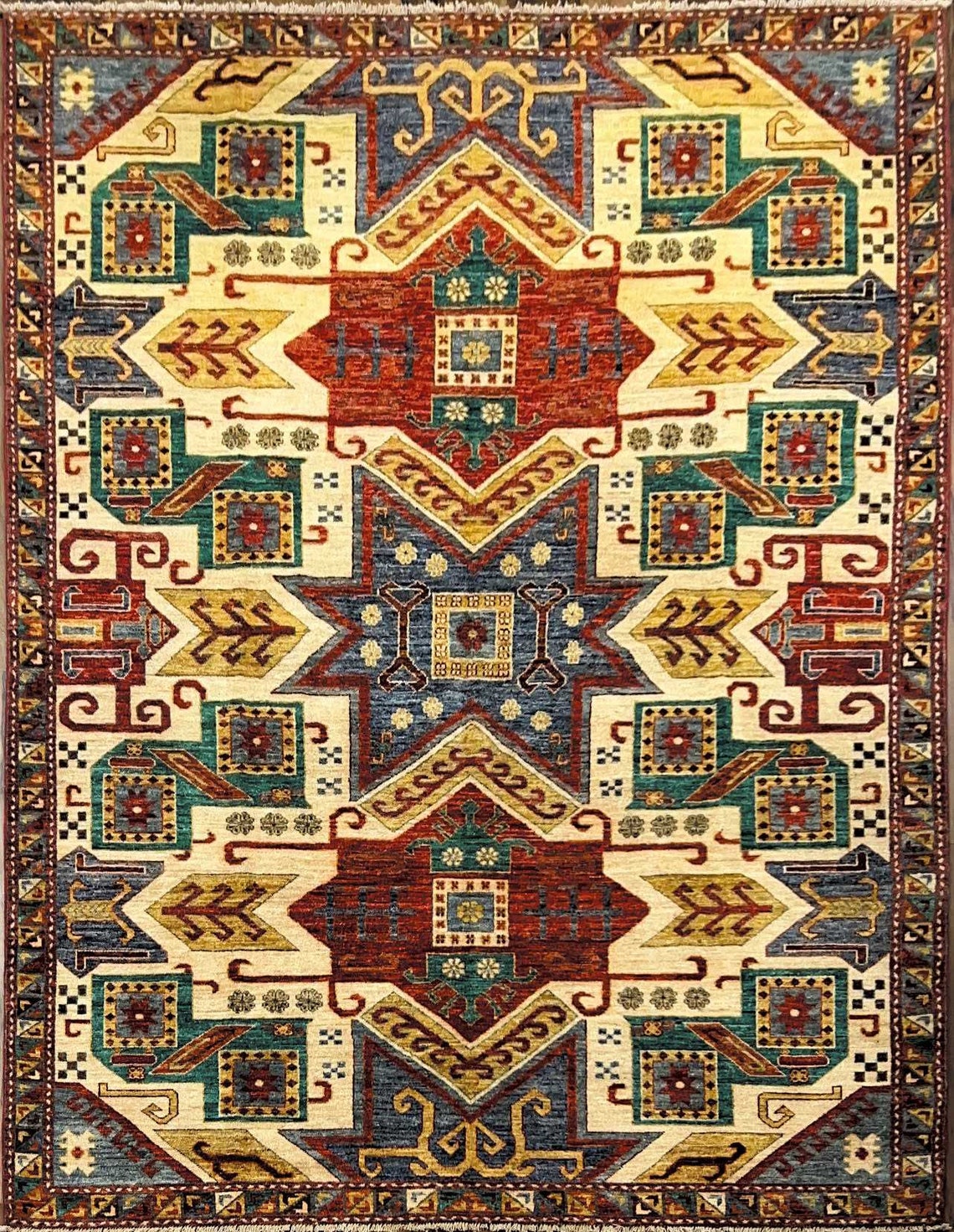 7x9 TAIMORI Afghan Area Rug Whitish Red and Gray Afghan - Etsy