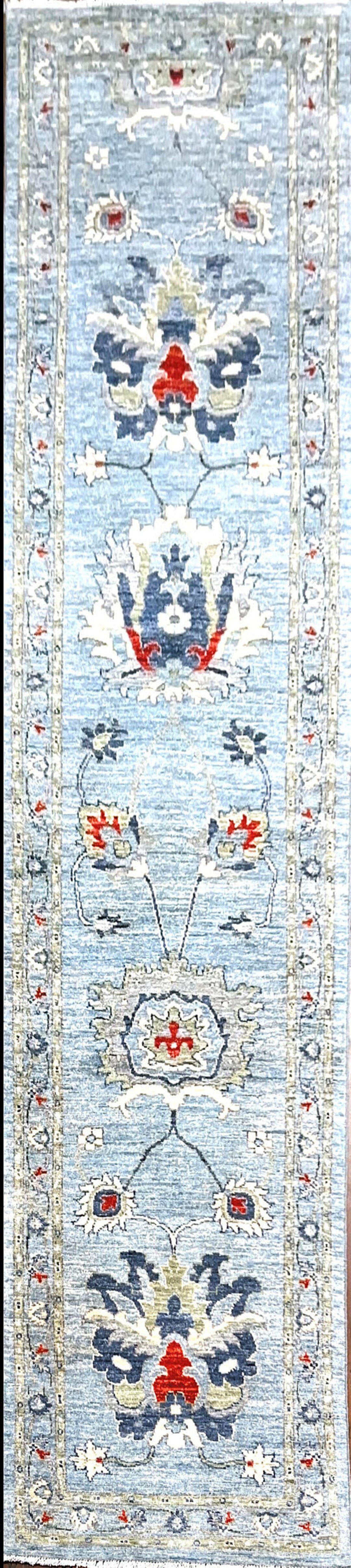 10 Ft Grey Color Runner Afghan Hand Knotted Rug, Rug for Living Room ...