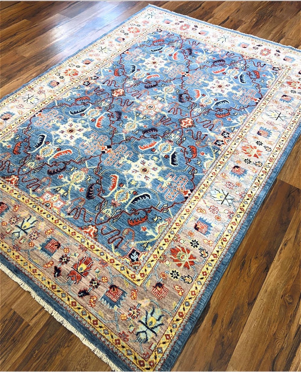 6x9 Navy Blue Oriental Area Rug-tabriz Persian Style Afghan Hand ...