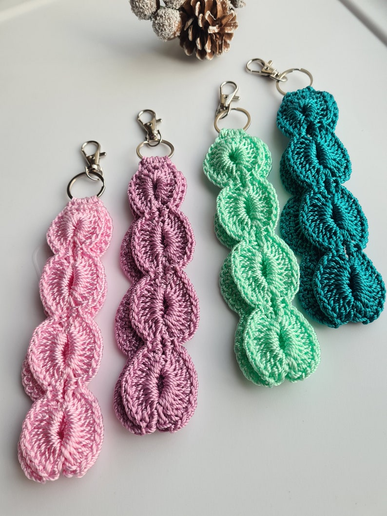 Artisan Crochet Keychain, Handmade Boho Key Holder, Unique Bag Charm ...
