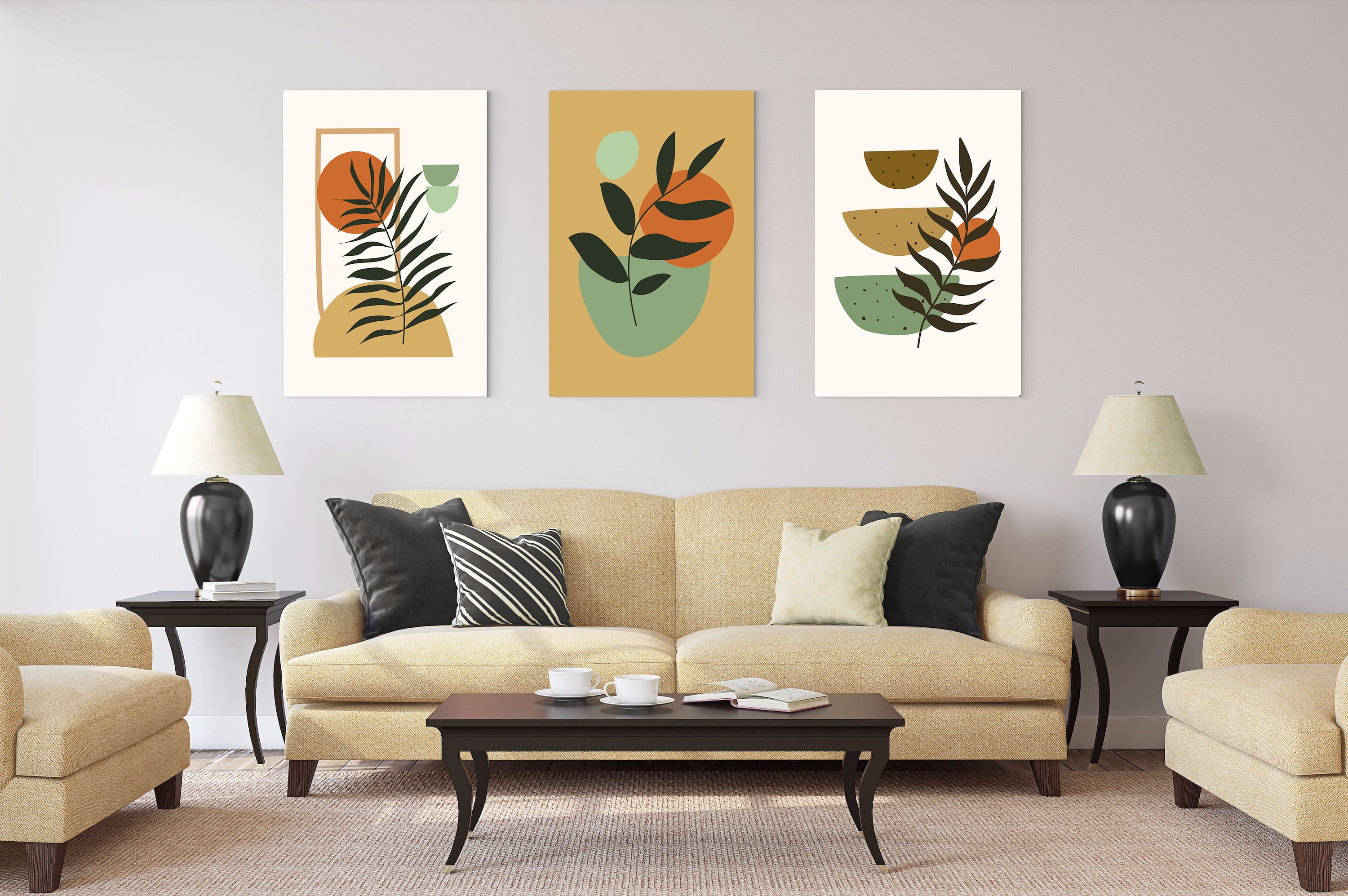 Boho Abstract Wall Art Prints Boho Wall Decor Set of 3 - Etsy