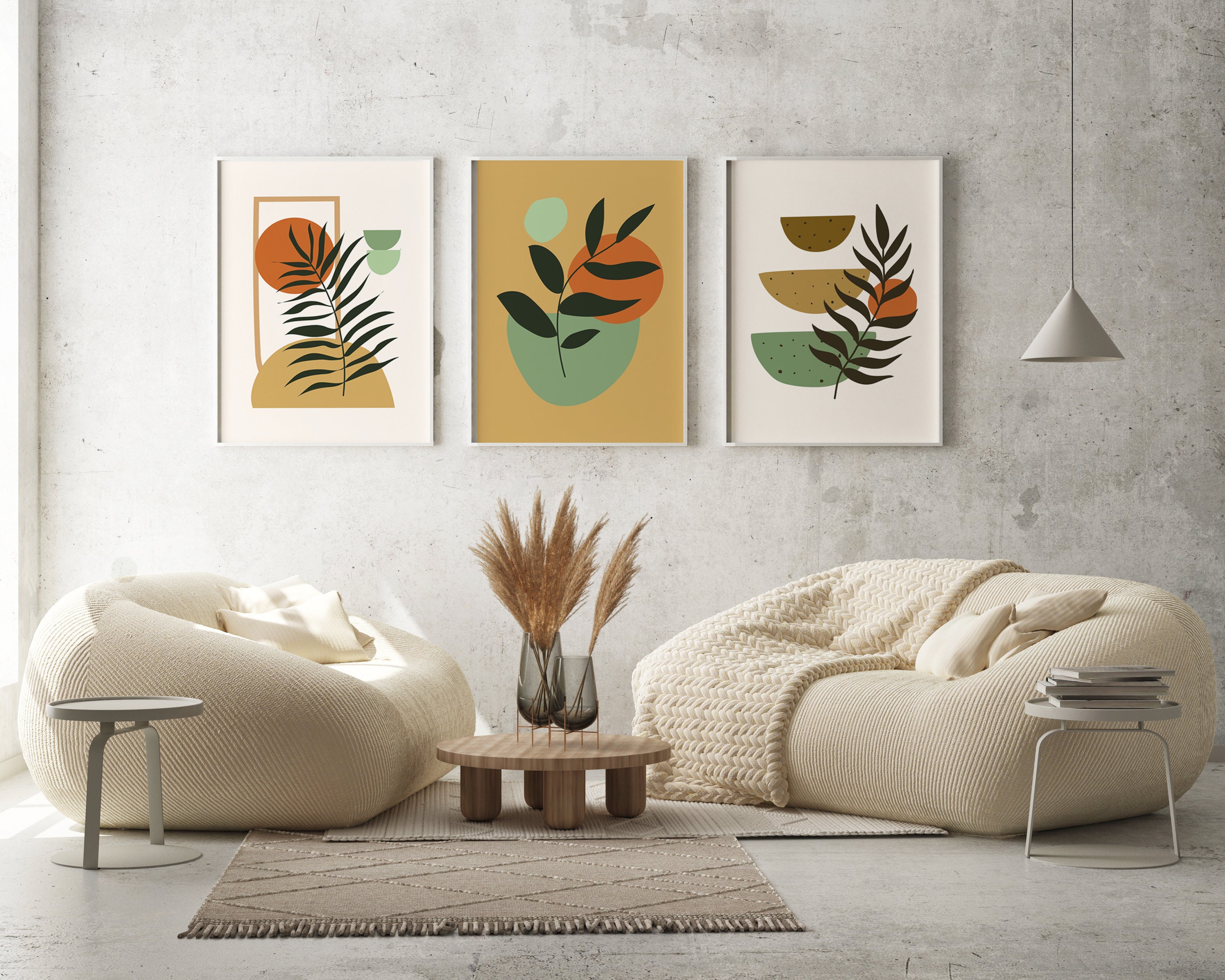 Boho Abstract Wall Art Prints Boho Wall Decor Set of 3 - Etsy