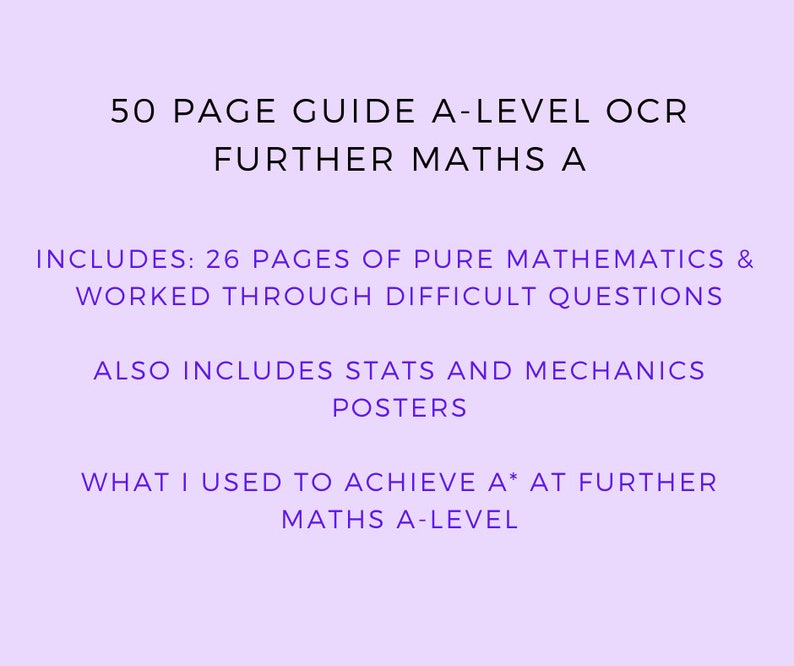 A-level Further Maths Revision Notes OCR A - Etsy