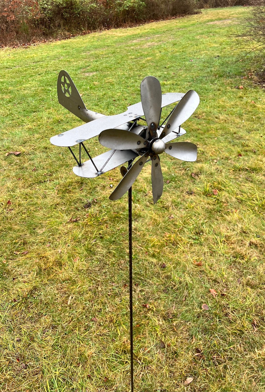 Cast Iron Bomber Plane Yard Spinner Premium Metal Garden - Etsy