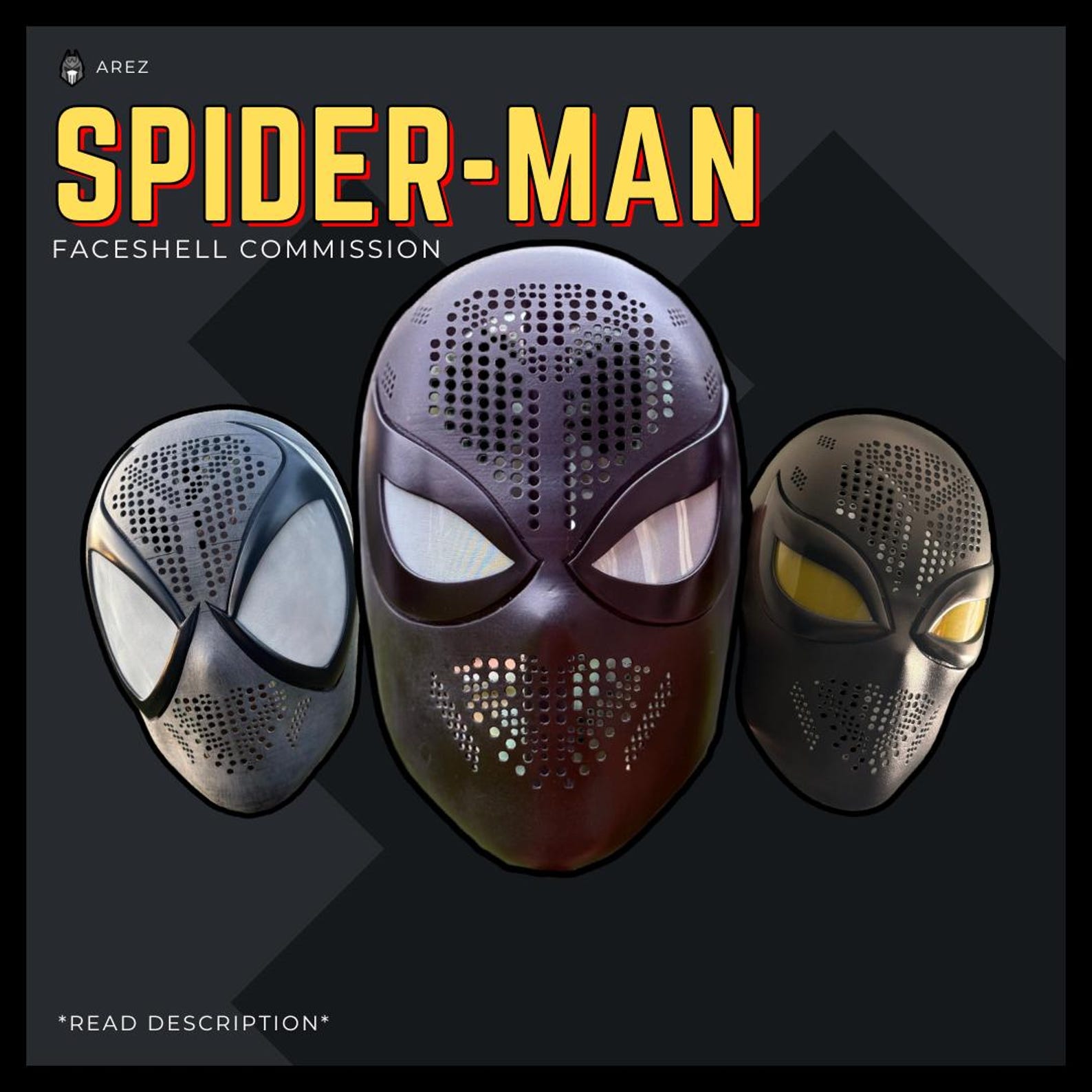 Spider-man Cosplay Face Shell Commission for PHYSICAL Item (READ ...