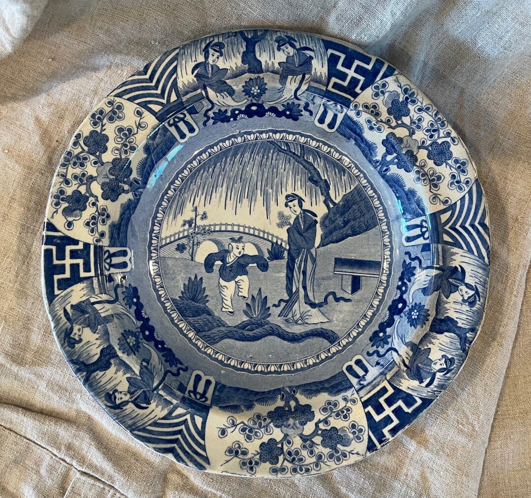 1700's Antique / Vintage Spode Flow Blue & White Serving Dish / Bowl - Etsy