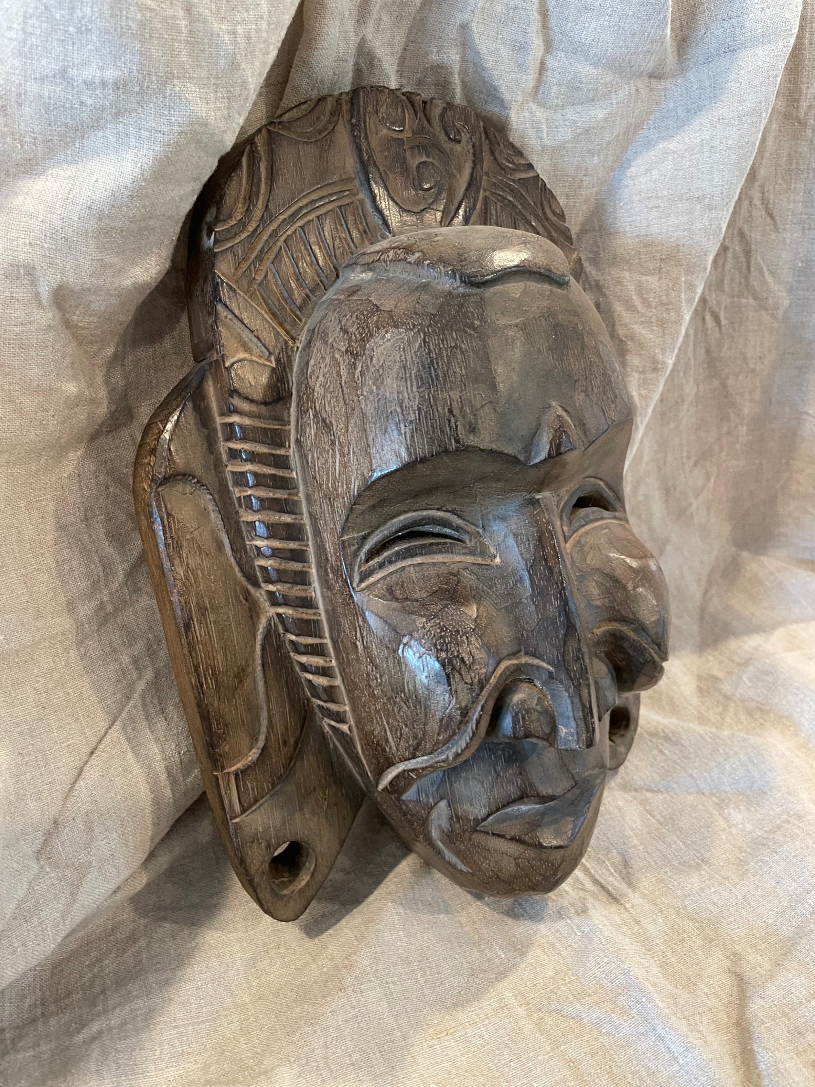 Vintage Carved Wooden Mask Apx. 14" Tall - Etsy