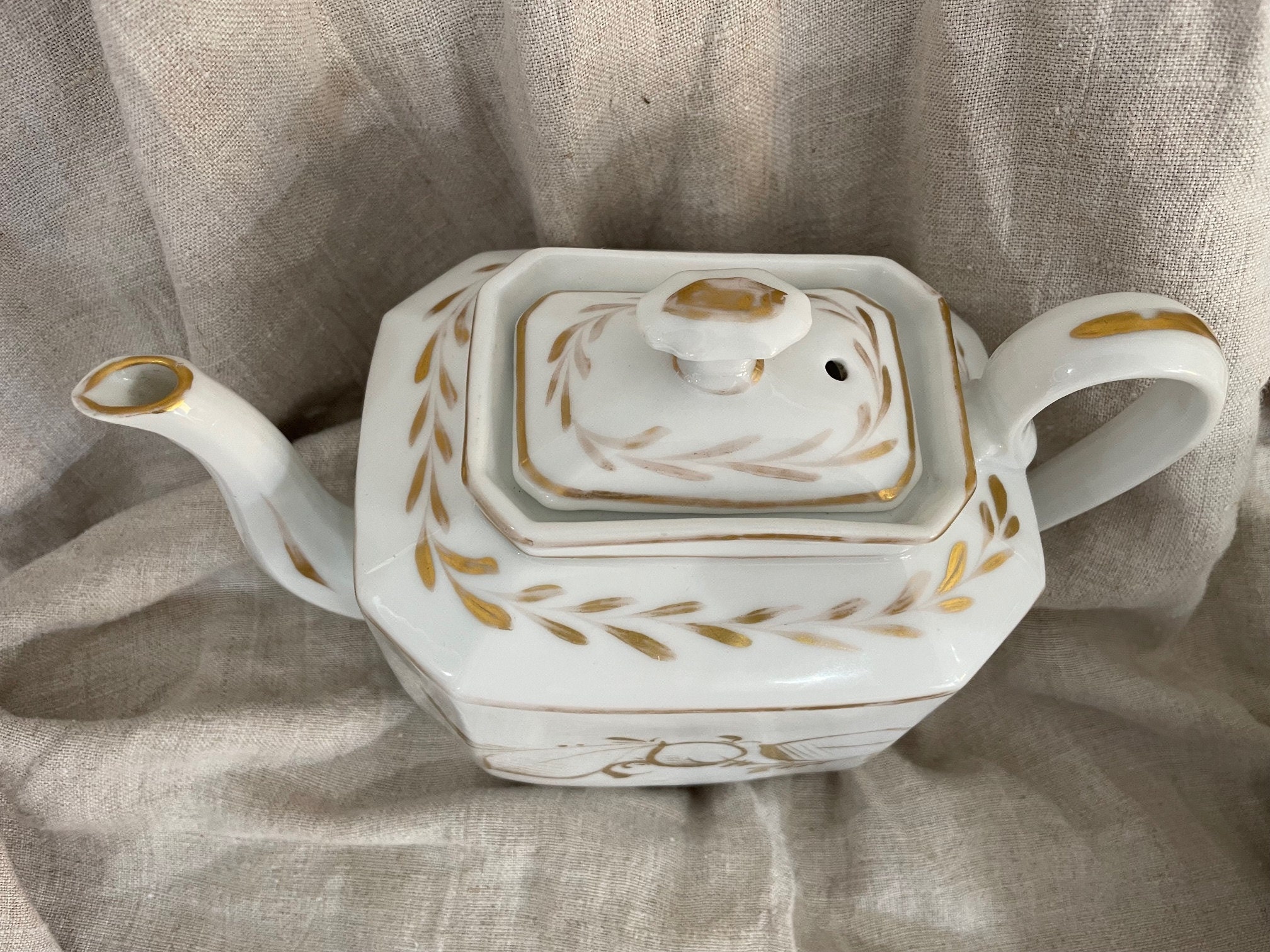 Antique Napoleon III Paris White Porcelain Tea Servise Set With Gold ...