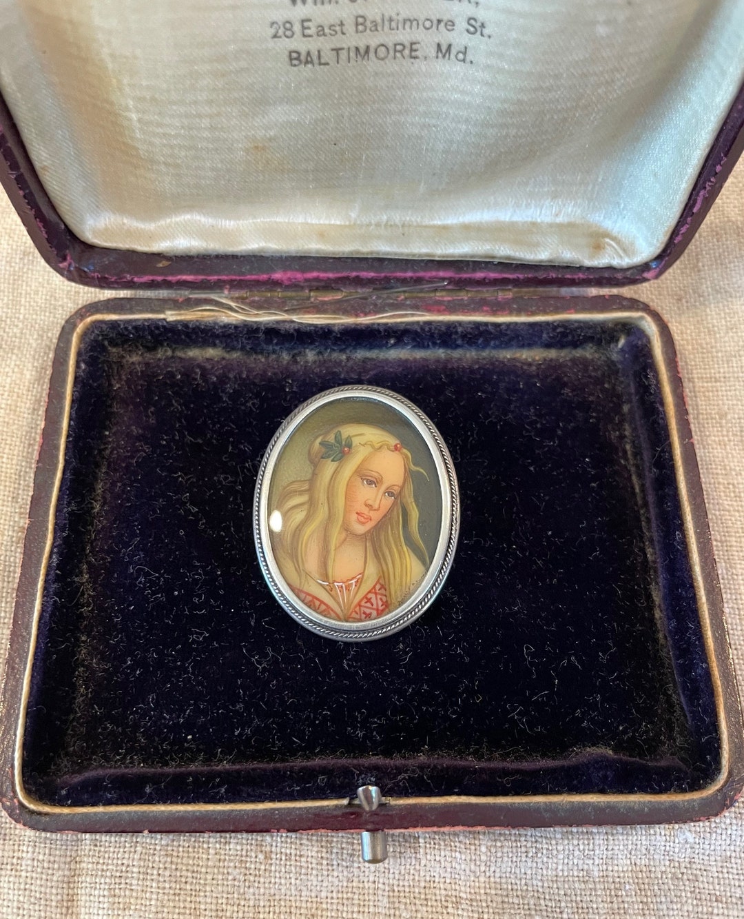 Antique Silver Hand Painted Portrait Broach 1800's - Etsy