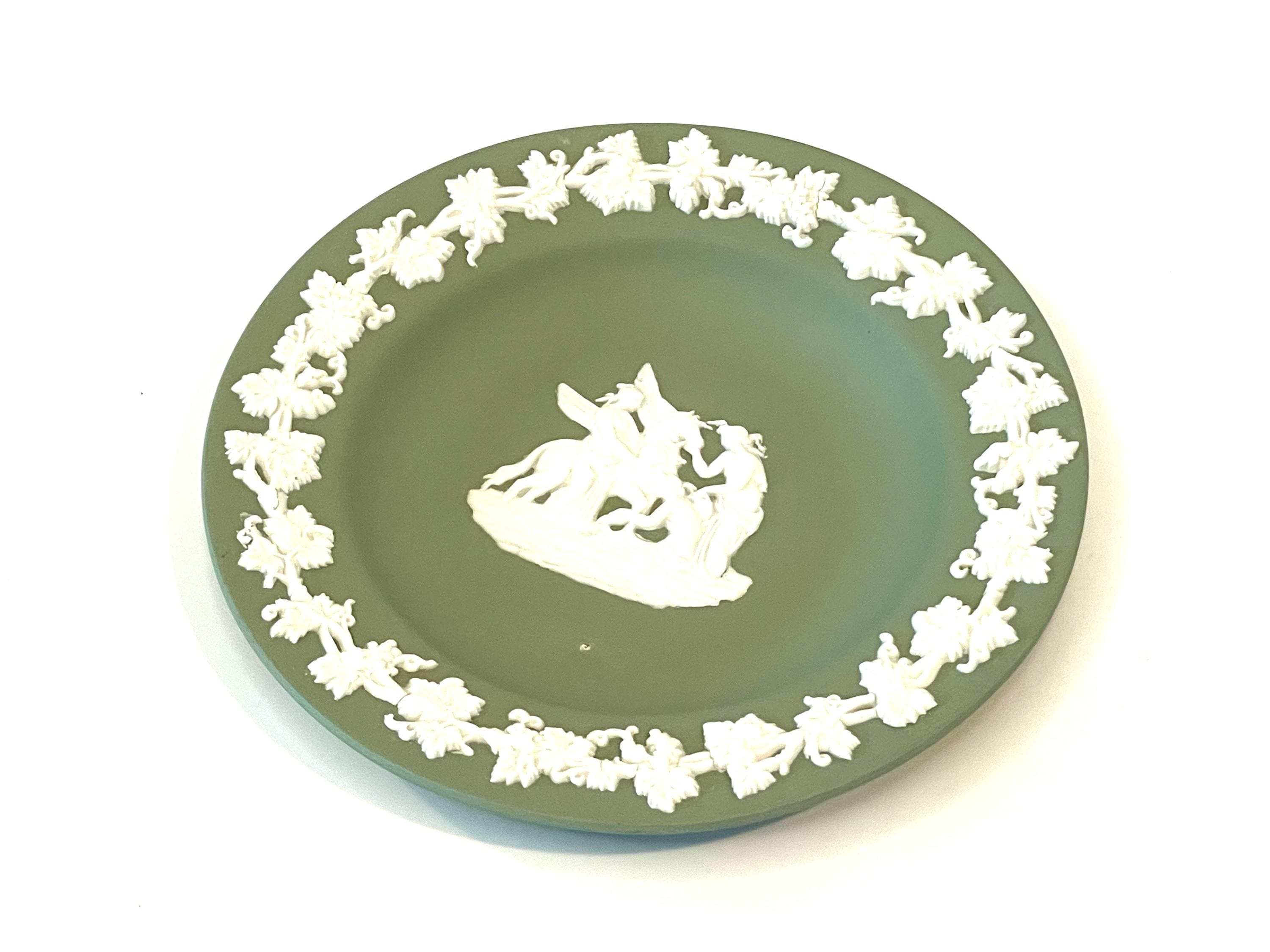 Antique / Vintage Wedgwood Jasperware Jasper Ware Green and White Dish ...