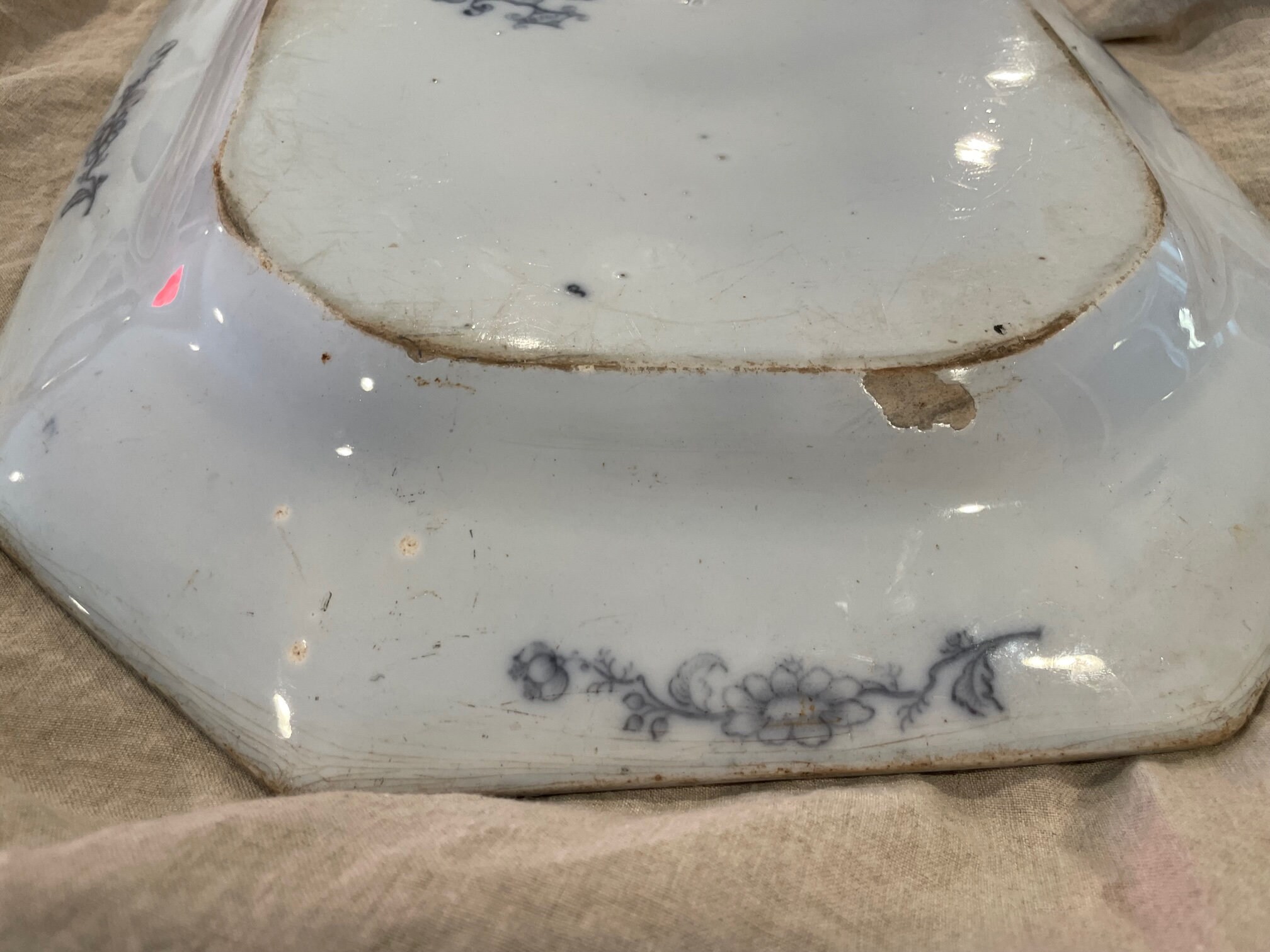 Large Black & White Antique Ironstone Platter 17 X 13 Ning-po Pattern ...