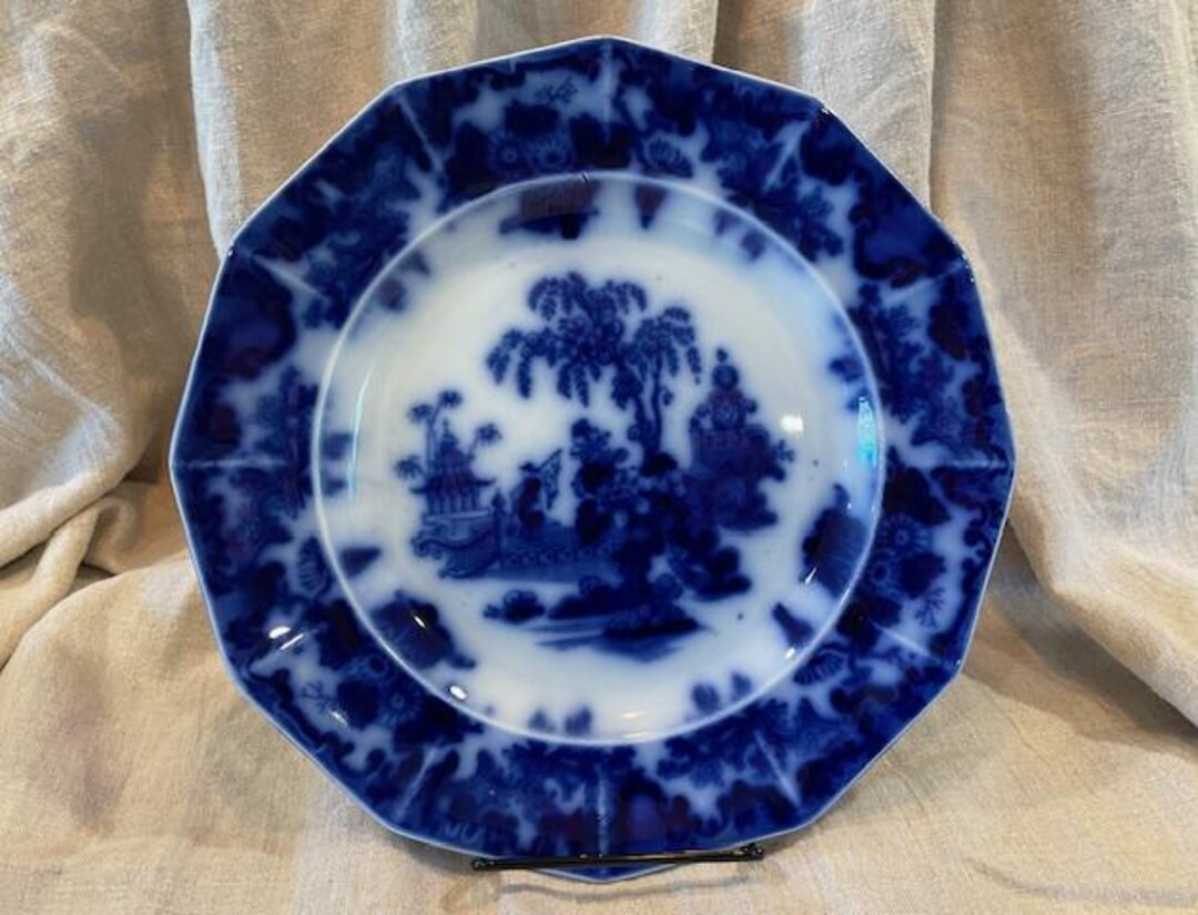 Antique Scinde Blue Flow Blue and White Ironstone Dinner Plate 10 - Etsy