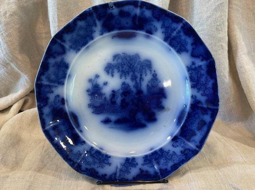 Antique Scinde Blue Flow Blue and White Ironstone Dinner Plate 9.5" - Etsy