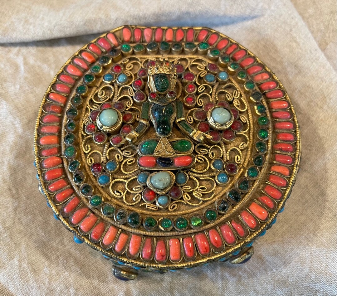 Vintage / Antique Buddhist / Asian Jeweled Box 4 Width - Etsy