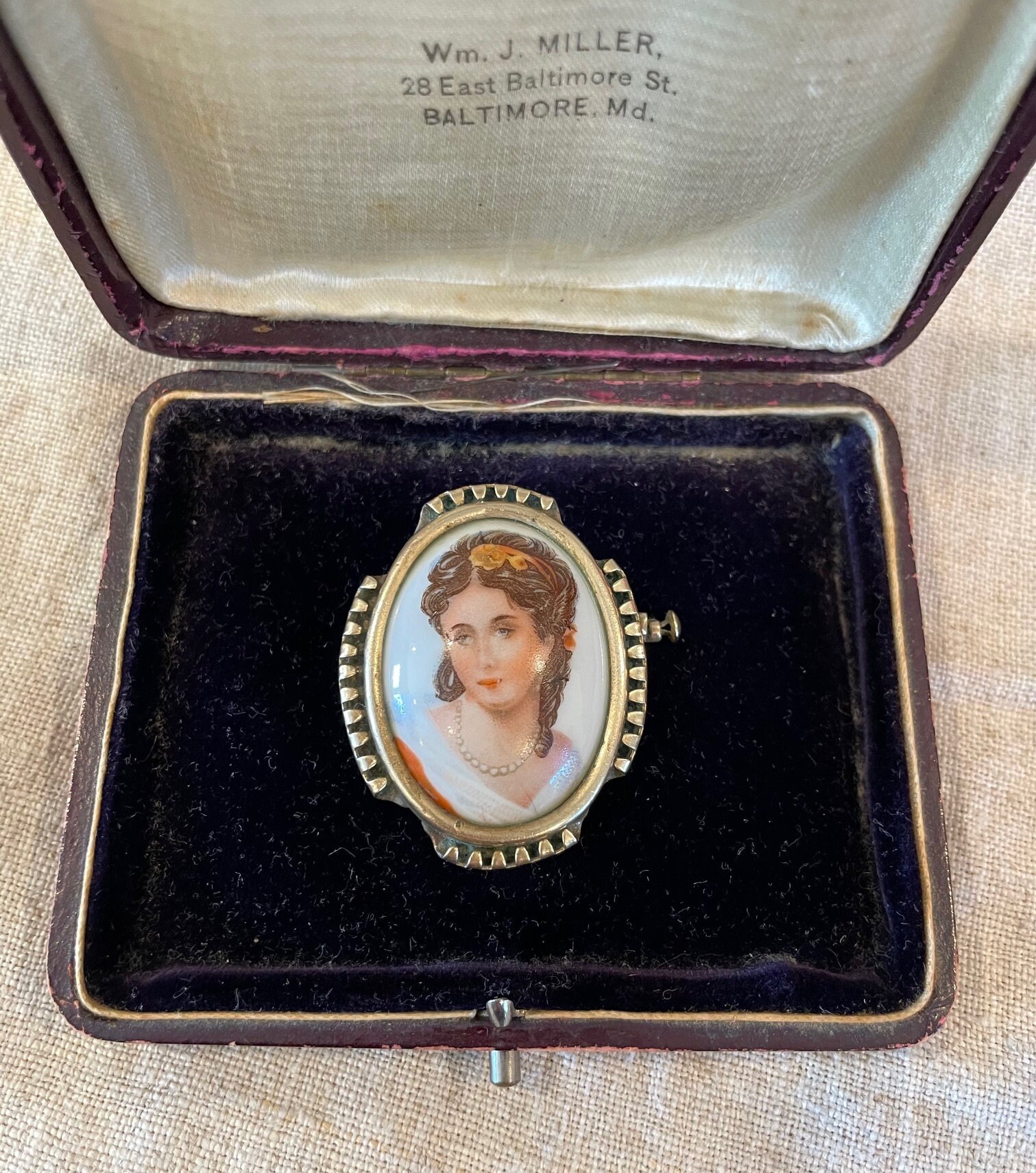 Antique French Gold Filled Porcelain Portrait Broach 1800's - Etsy