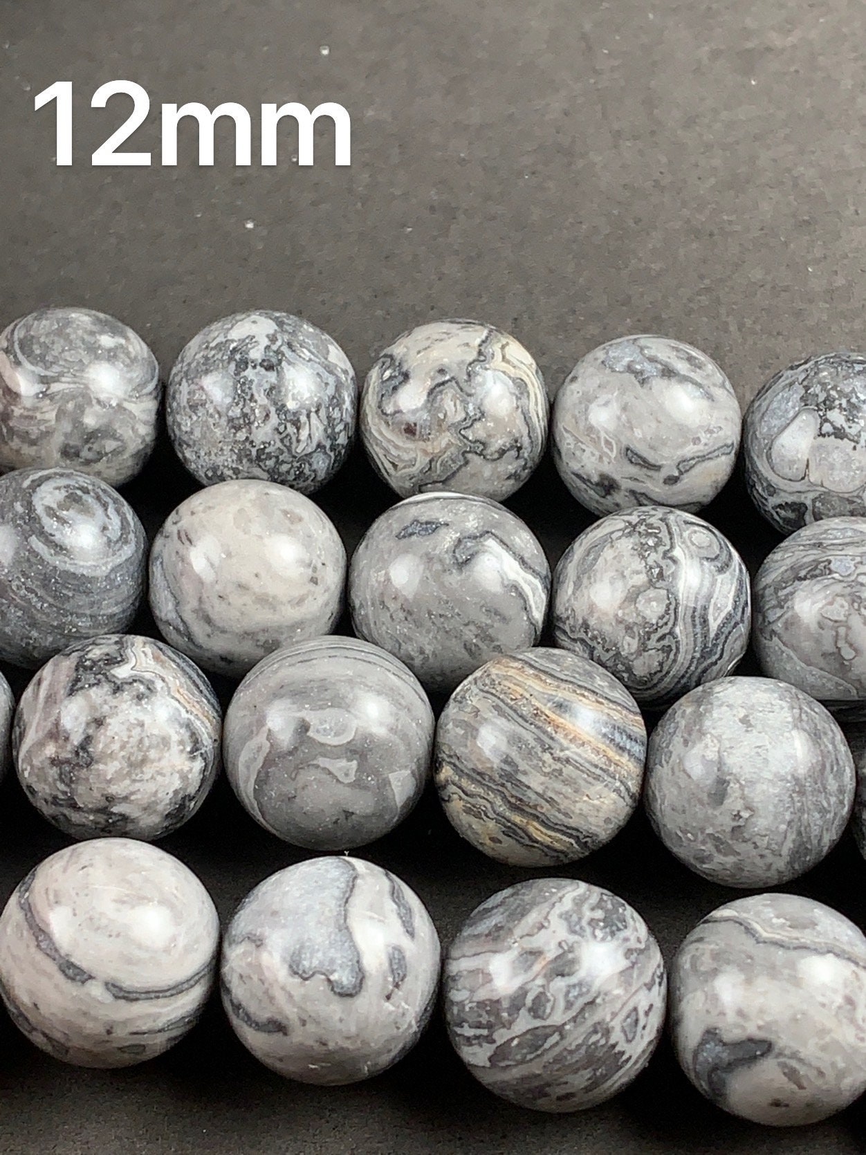 AAA Gray Map Stone Jasper Gray Lace Jasper 4mm 6mm 8mm 10mm 12mm Smooth ...