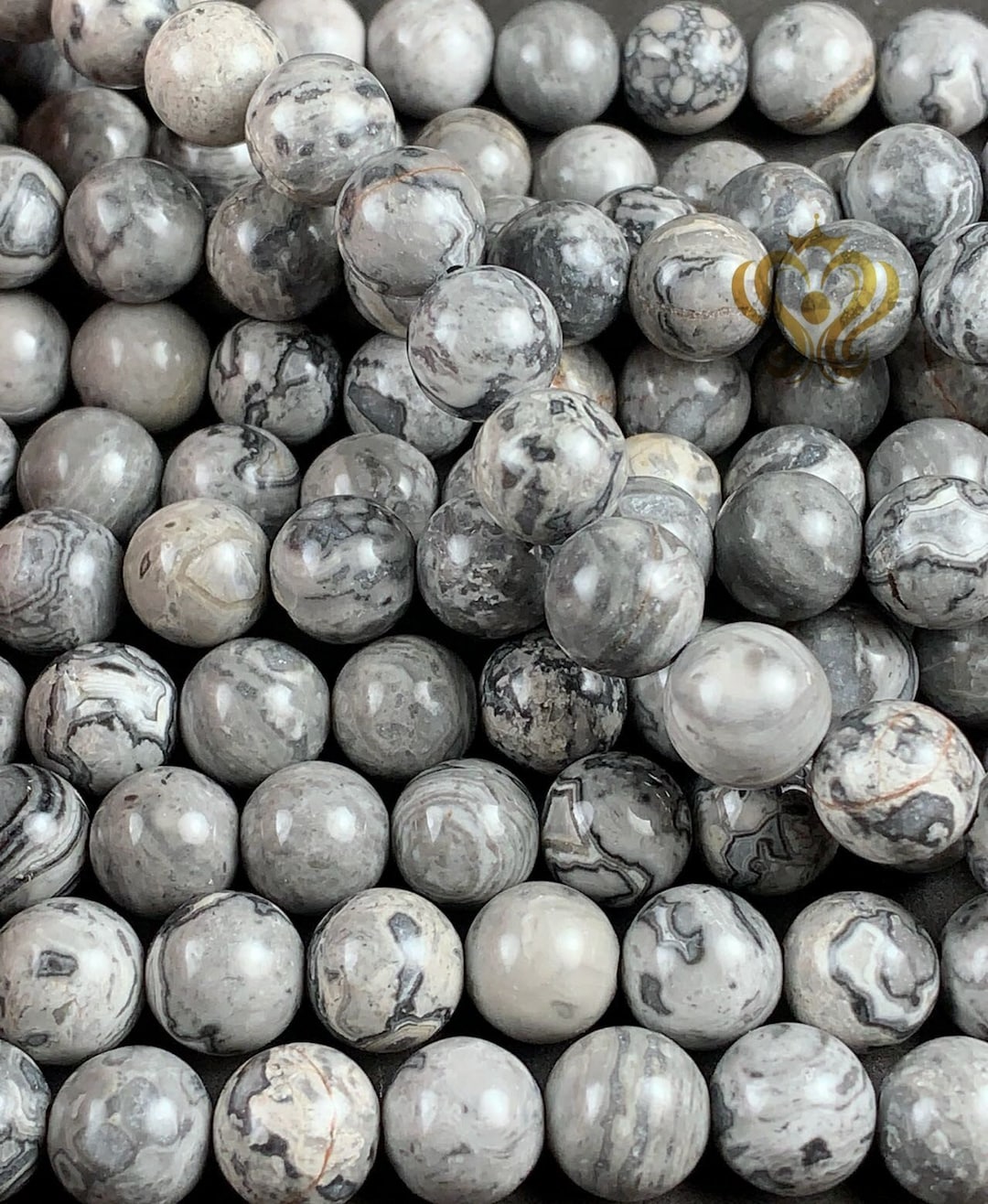 AAA Gray Map Stone Jasper Gray Lace Jasper 4mm 6mm 8mm 10mm 12mm Smooth ...
