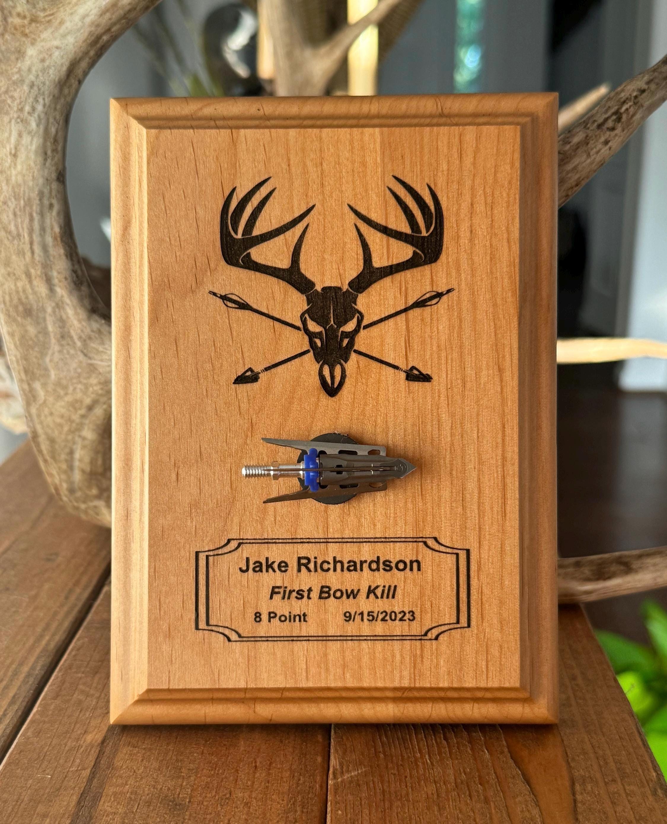Personalized & Engraved first Bow Kill Wooden Trophy Plaque 5x7 Premium ...
