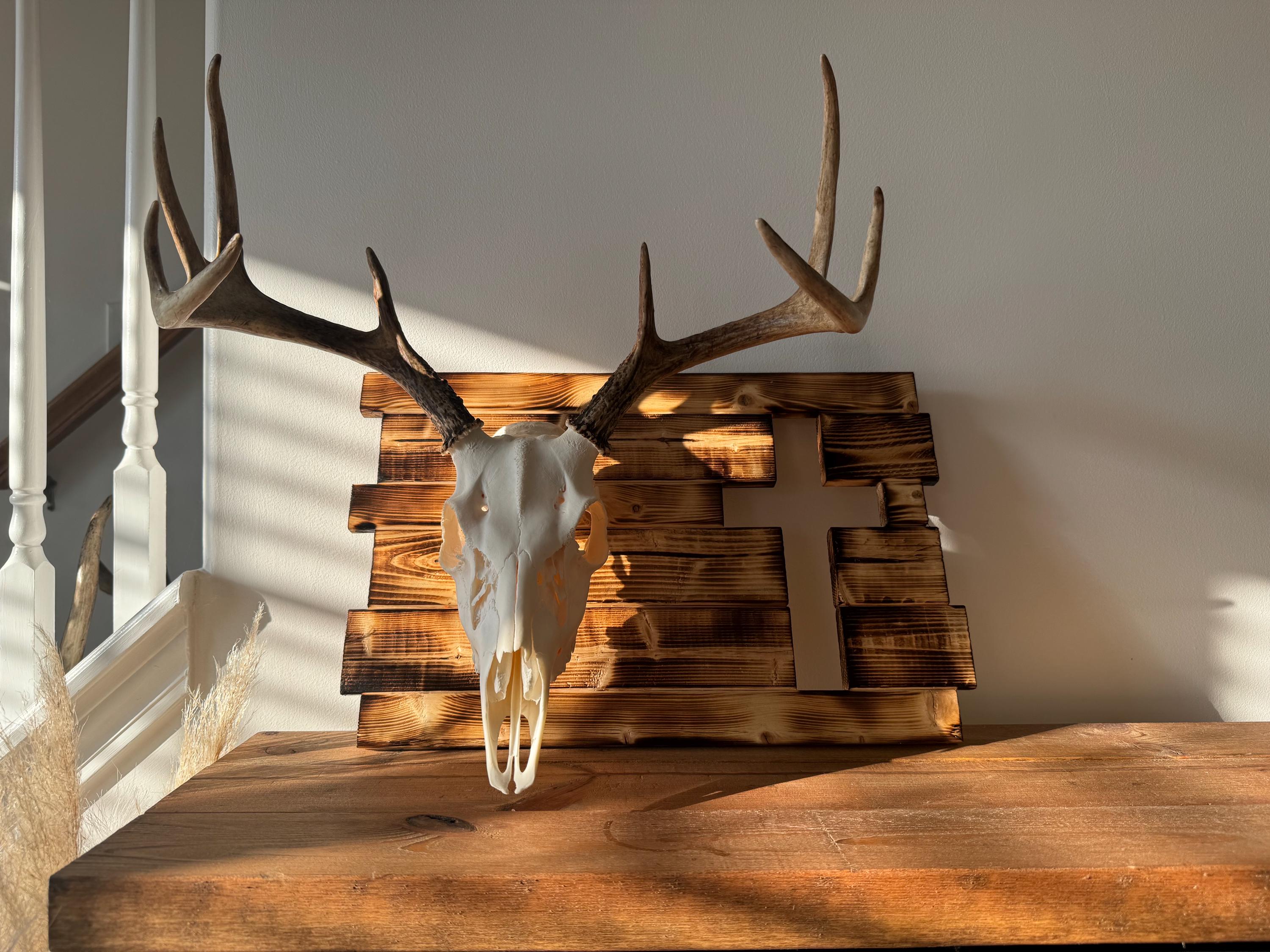 Rustic European Mount Wall Plaque With Cross - Torched Wood and ...