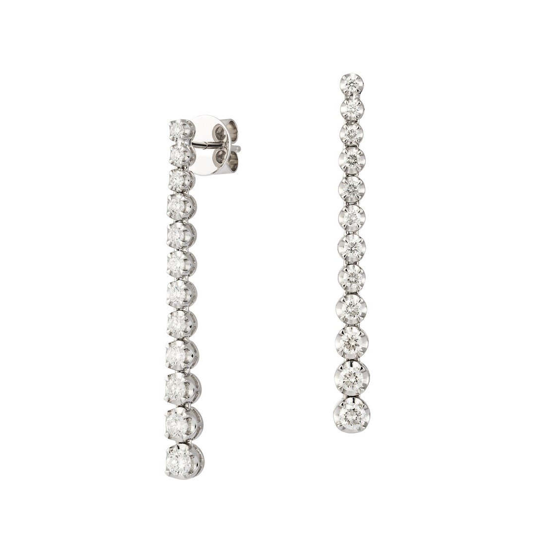 Diamond Line Drop Earrings - Etsy