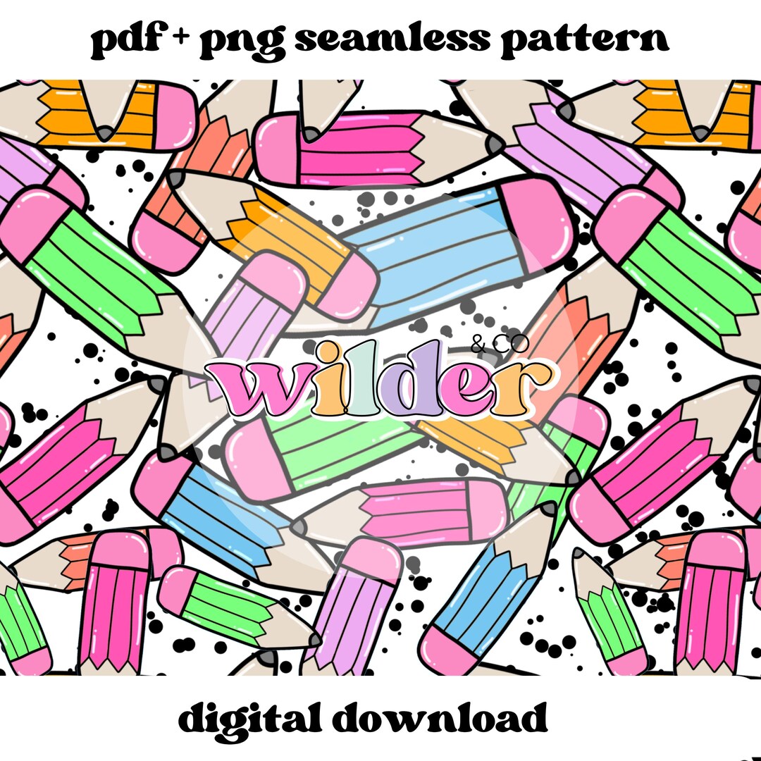 Messy Pencil Back to School Seamless Pattern PNG Digital Paper ...