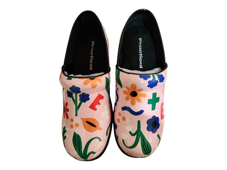 Slip-resistant Women's Clogs: Flower Doodle, Lightweight Nurse Shoes - Etsy