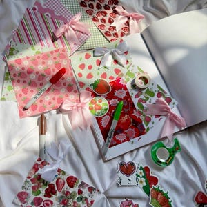 Strawberry Scrapbook Kit, Stationary Gift for Scrapbooking and Junk ...