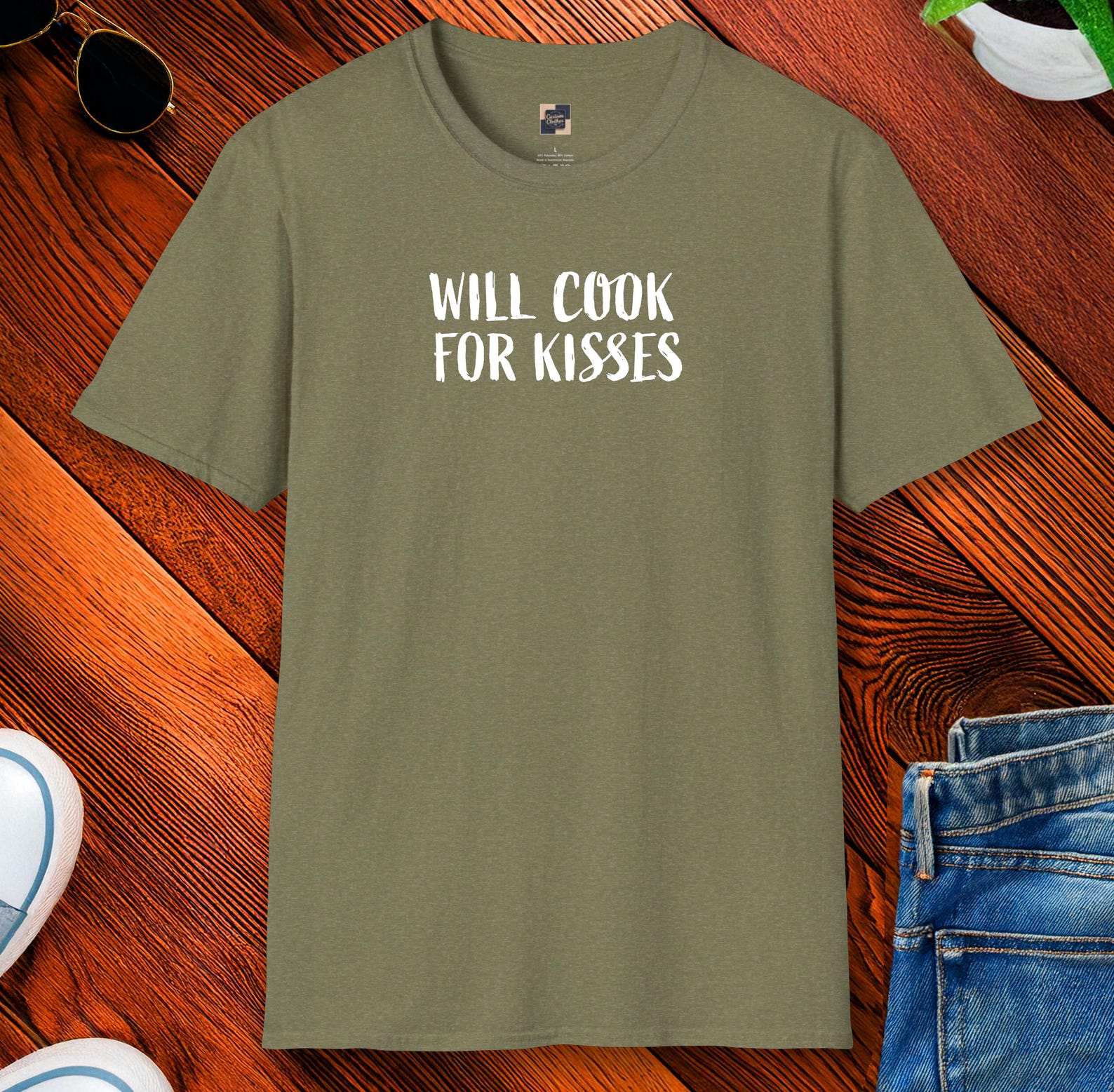 Funny Will Cook for Kisses Unisex Softstyle T-shirt, Cooking Lover Tee ...