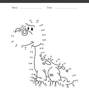 Animals Numbers Dot to Dot - Etsy UK
