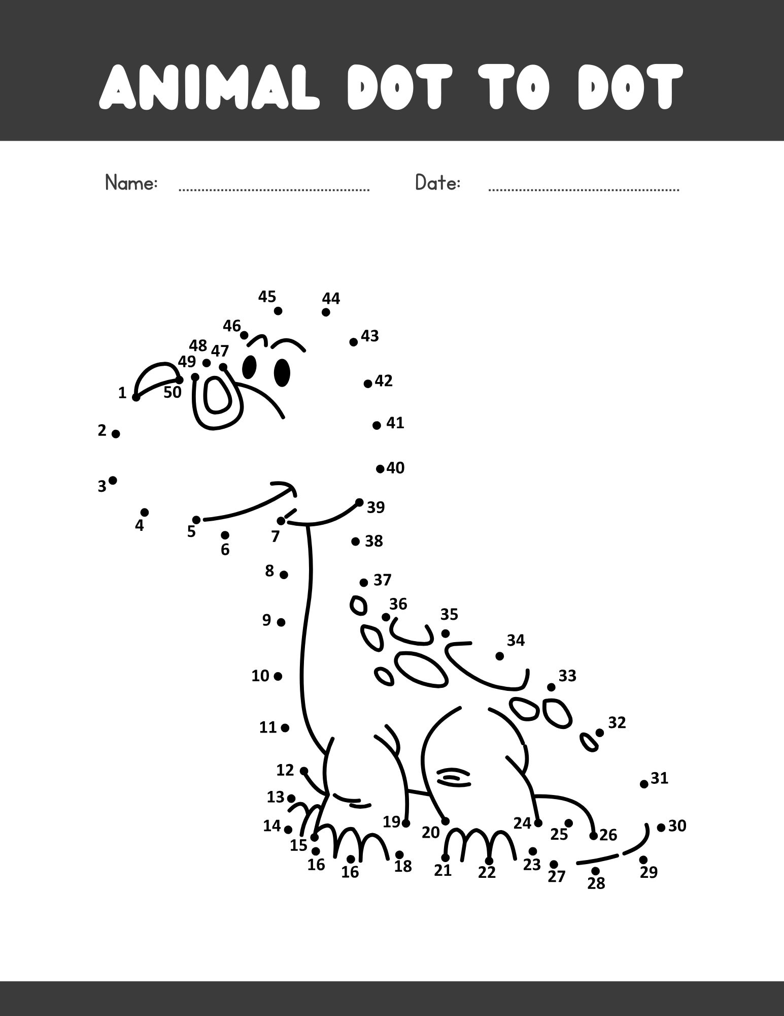 Animals Numbers Dot to Dot - Etsy UK