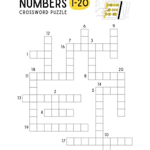 Numbers (1-20) Crossword Puzzle - Etsy